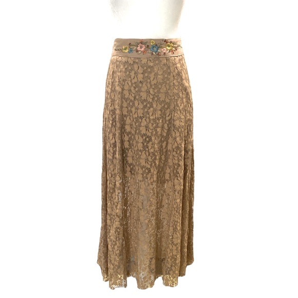 Anthropologie | Skirts | Anthropologie Aratta Silent Journey Tan Sheer ...